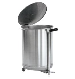 Stainless steel container with a lid and wheels - INOX RVS FOR FOOD ...