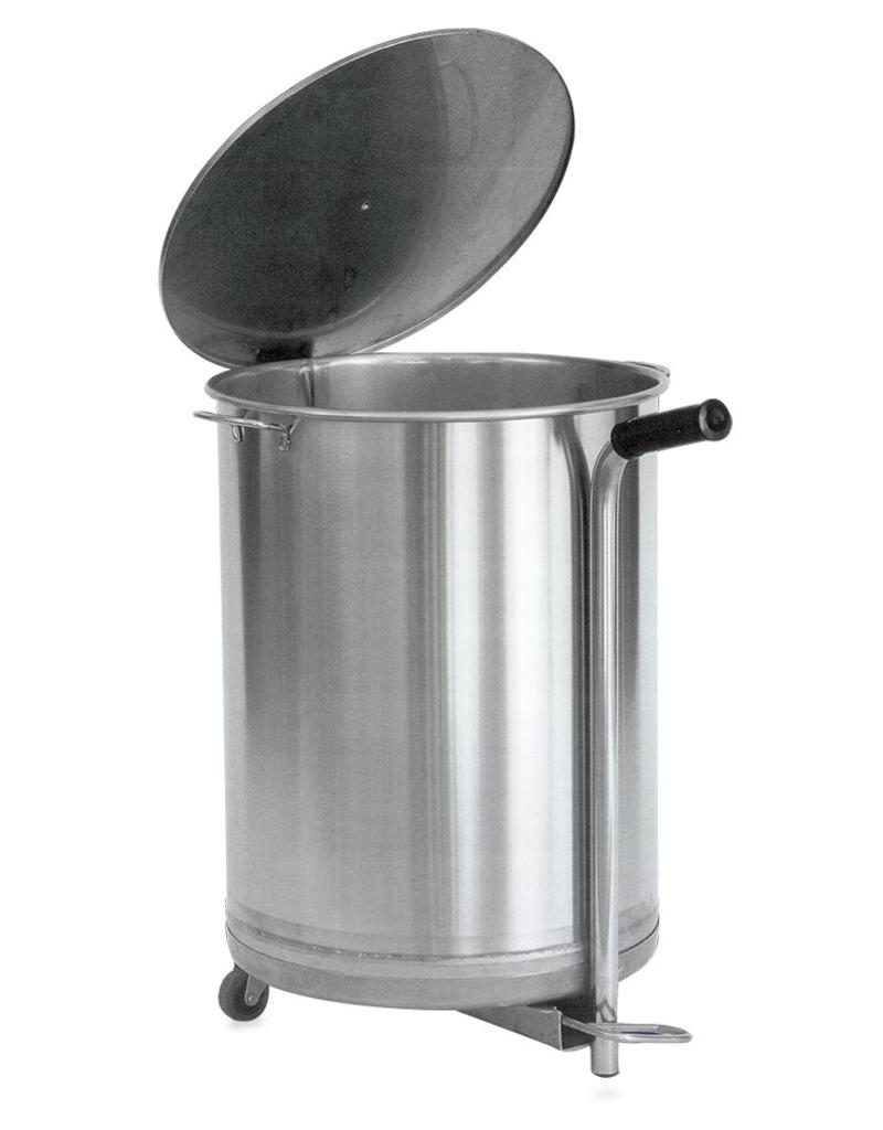 Waste bin in stainless steel with pedal control and wheels - INOX RVS ...