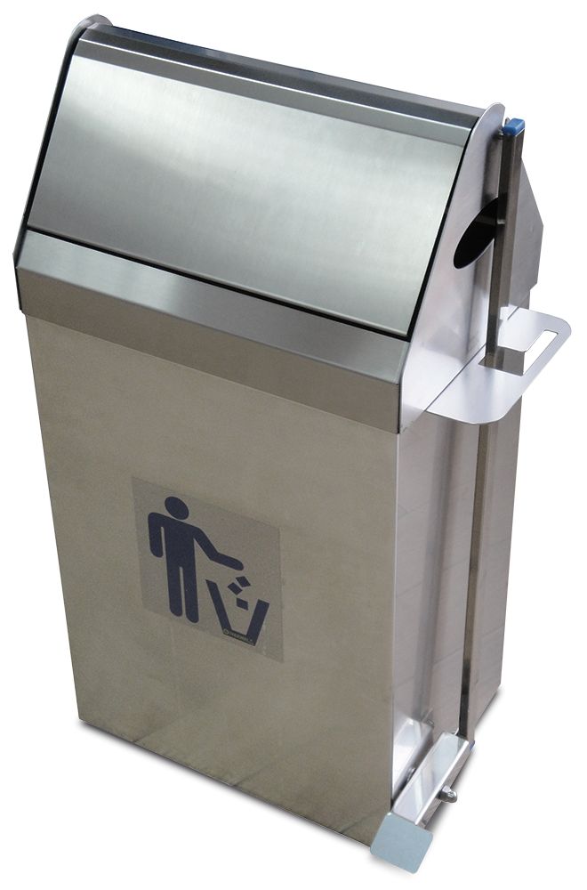 Dustbin in stainless steel with Swing Top - INOX RVS FOR FOOD INDUSTRY