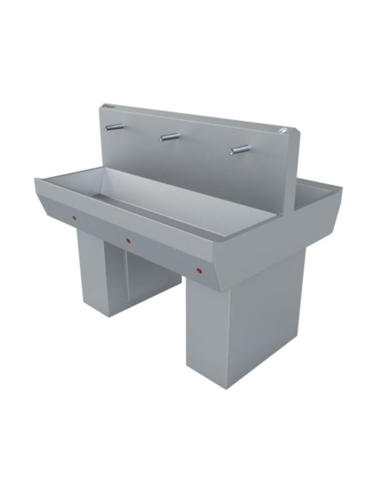 Hand wash gutter 2x2 taps - INOX RVS FOR FOOD INDUSTRY