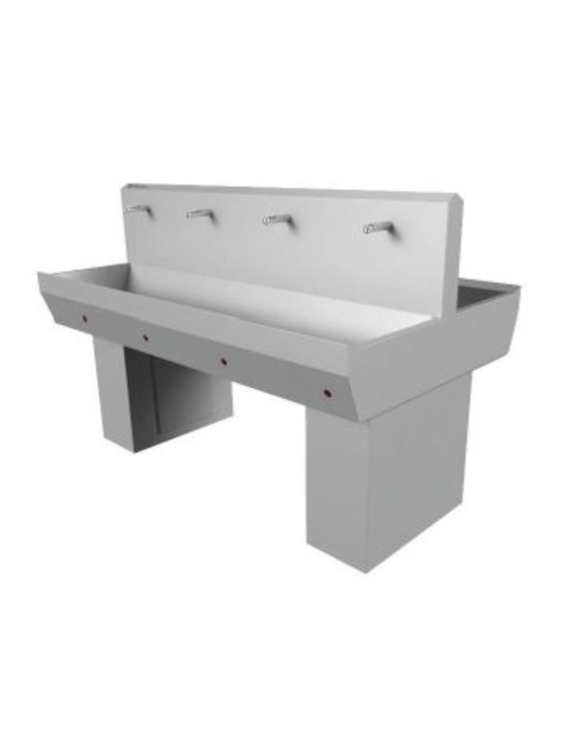 Hand wash gutter 2x2 taps - INOX RVS FOR FOOD INDUSTRY