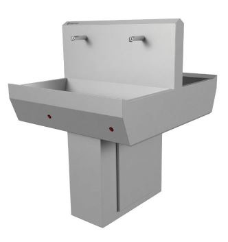 Hand wash gutter 2x2 taps - INOX RVS FOR FOOD INDUSTRY