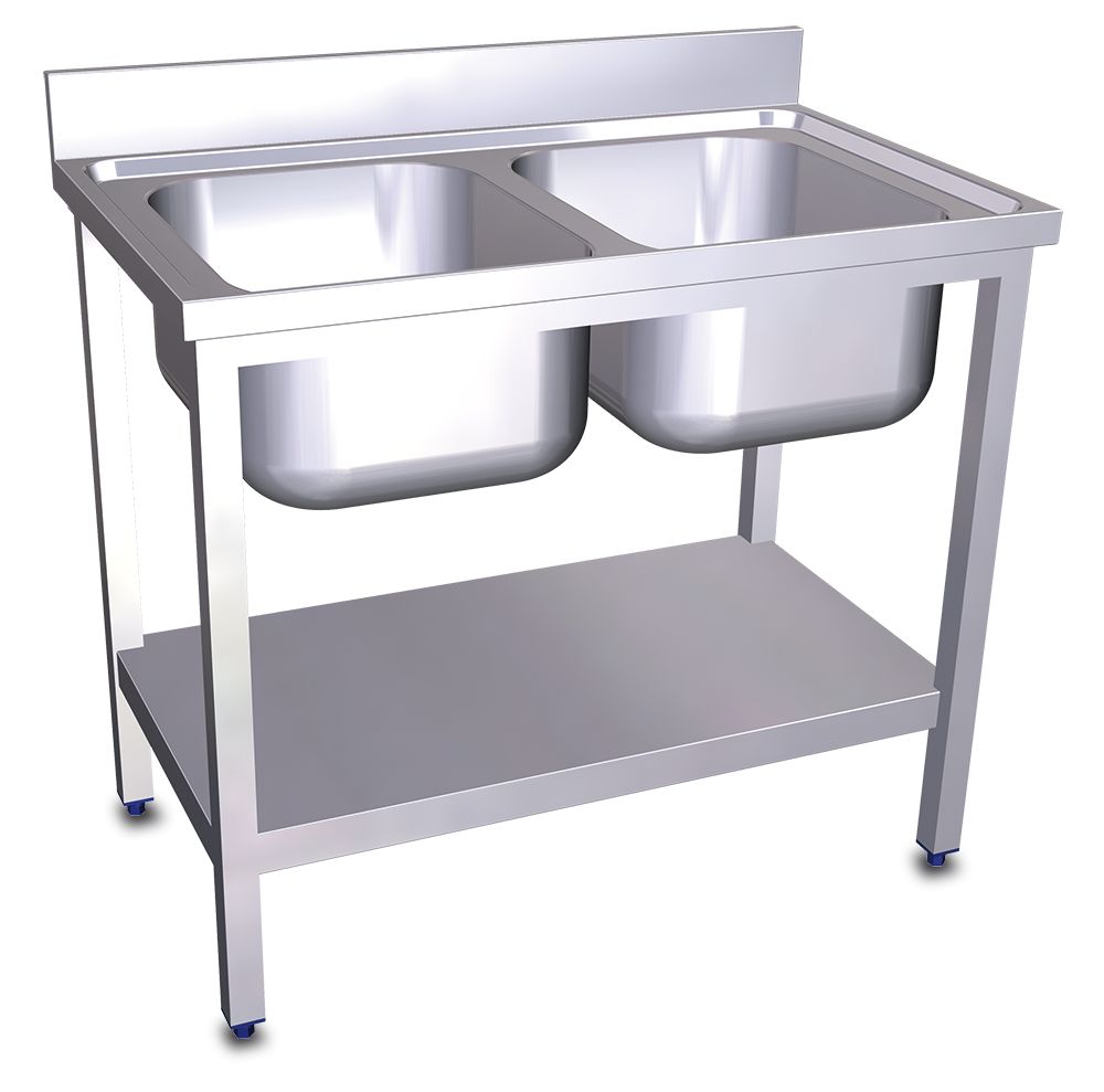 Dubbele spoelbak met onderplaat - INOX-RVS.COM