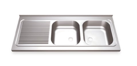 Double sink with drain board on the left and sliding doors - INOX RVS ...