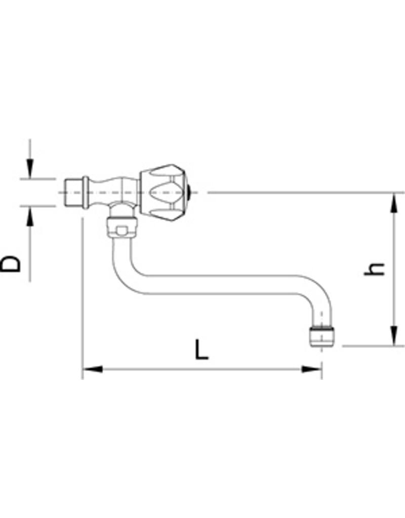 Low tap with insulated handle - INOX RVS FOR FOOD INDUSTRY