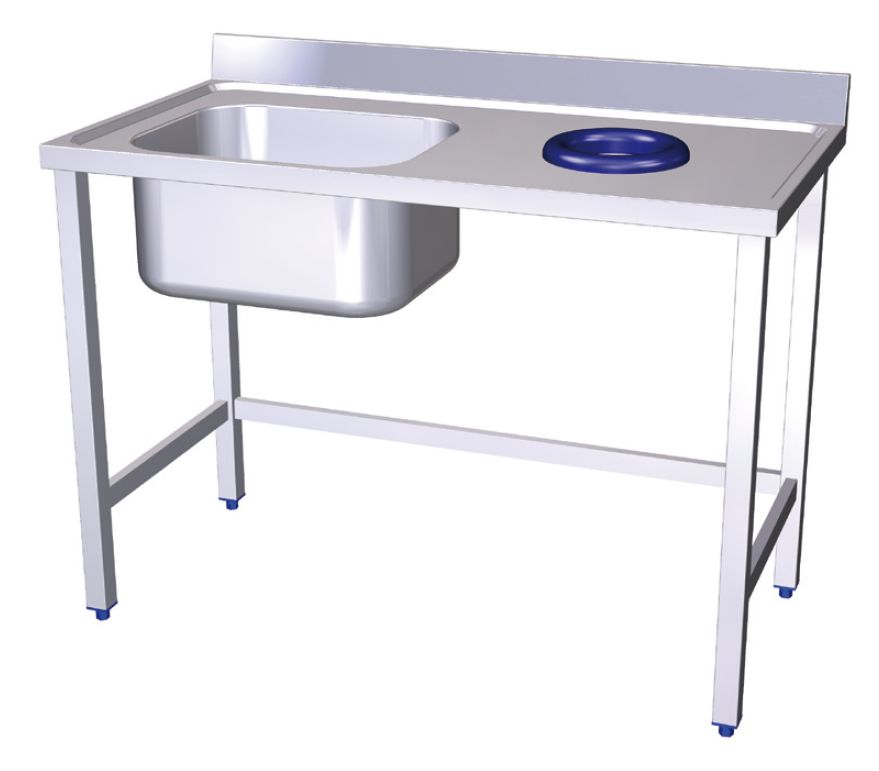 Sink with waste chute - INOX RVS FOR FOOD INDUSTRY