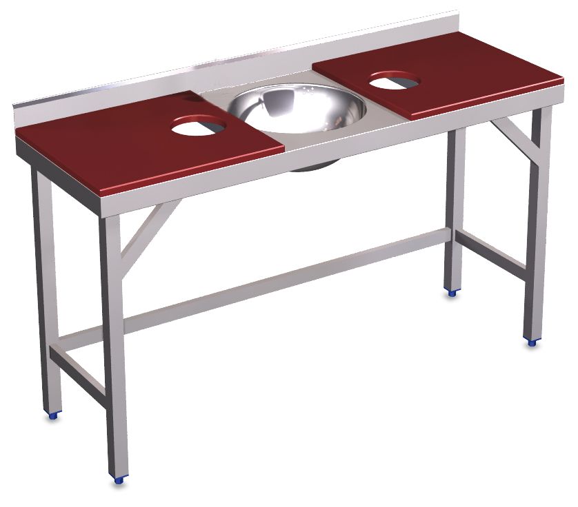Double preparation table with sink - INOX RVS FOR FOOD INDUSTRY
