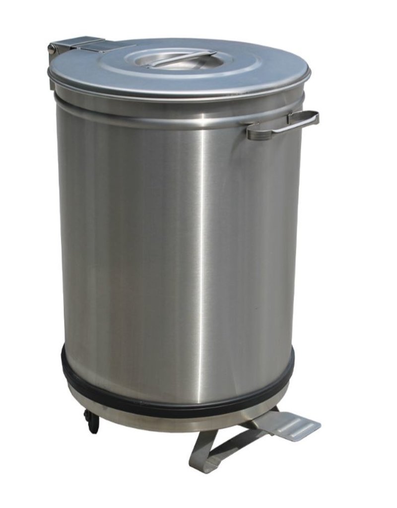 Stainless steel waste bin with pedal control and wheels - INOX RVS FOR ...