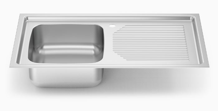 Built-in sink, drainer right - INOX RVS FOR FOOD INDUSTRY