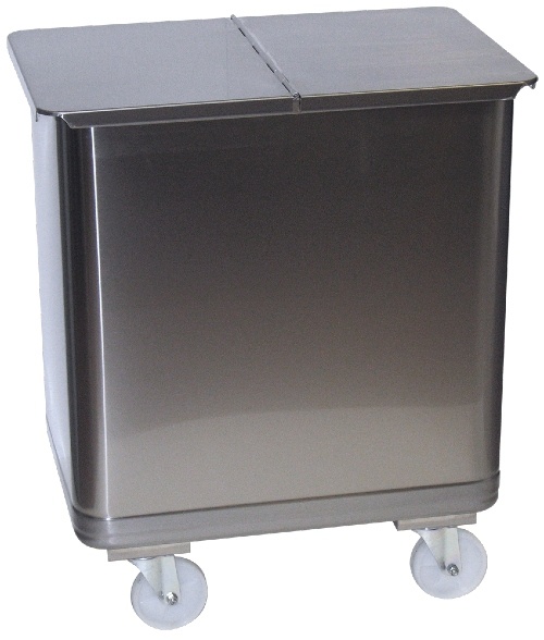 Flour trolley / flower box stainless steel with lid and wheels - INOX ...