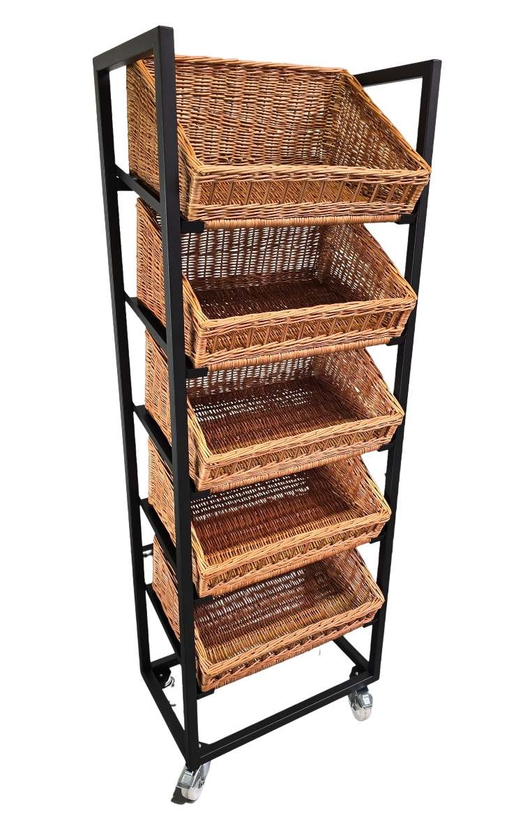 Cookie rack black powder coated, 5 levels with wicker baskets - INOX ...