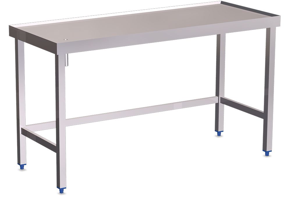 Tafel met goot, verhoogde randen zonder legbord - INOX-RVS.COM