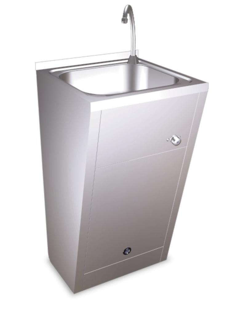 Standard hand basin - with knee operating - INOX RVS FOR FOOD INDUSTRY