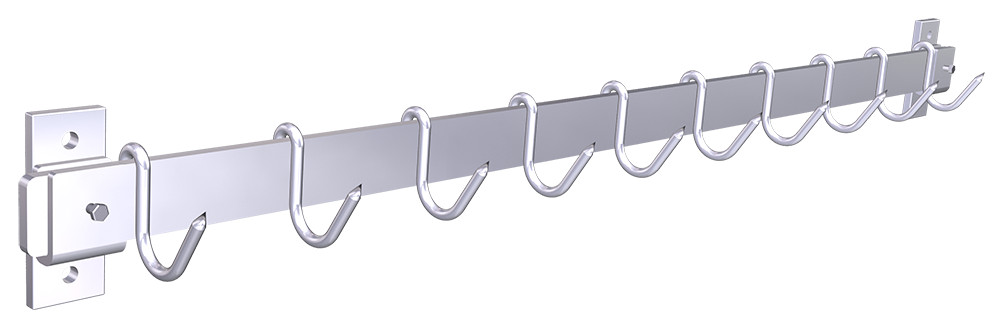 Wall mounted bar with hooks - INOX RVS FOR FOOD INDUSTRY