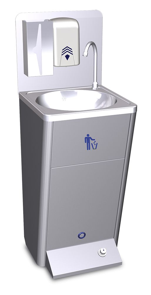 Mobiele handwasbak met vuilbakje - INOX-RVS.COM