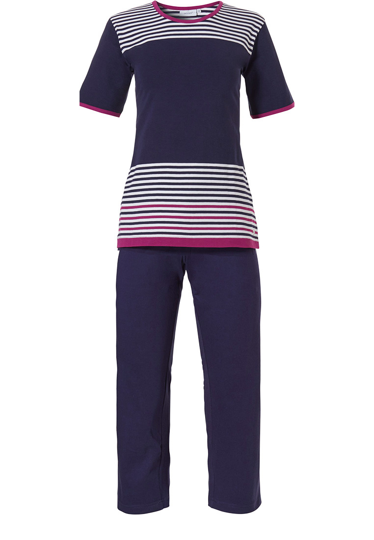 Pastunette pyjama voor dames met korte mouwen en 3/4e broek 'horizontal ...