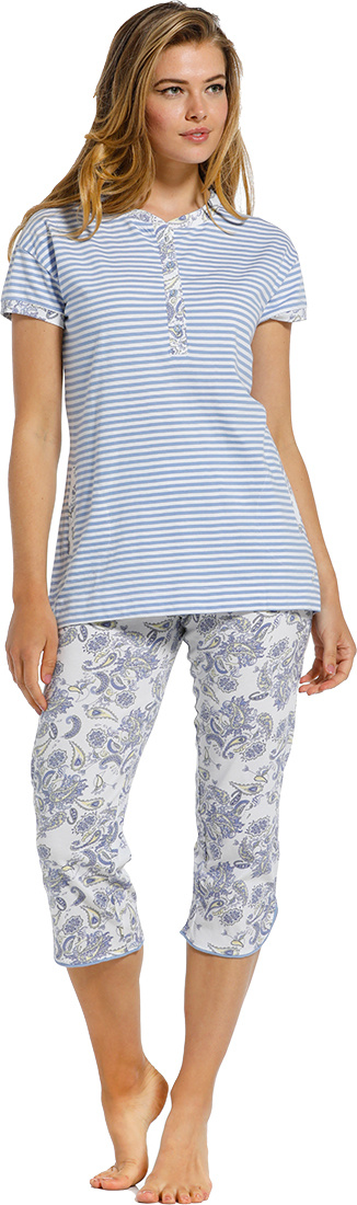 Pastunette gestreepte pyjama met korte mouwen van biologisch katoen ...