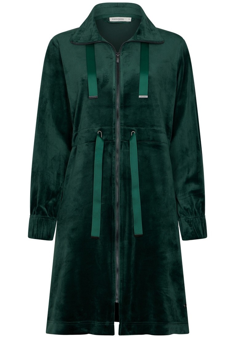 Luxe groene velours dames ochtendjas met rits chic green beauty ...