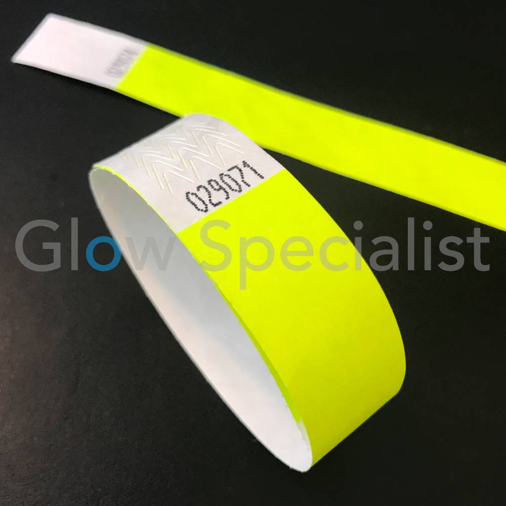 NEON TYVEK WRISTBAND - NEON YELLOW - Glow Specialist