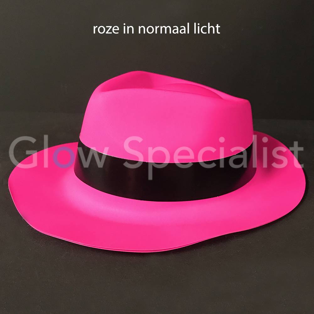 UV / BLACKLIGHT GANGSTER HOED - NEON ROZE - koop je bij Glow Specialist ...