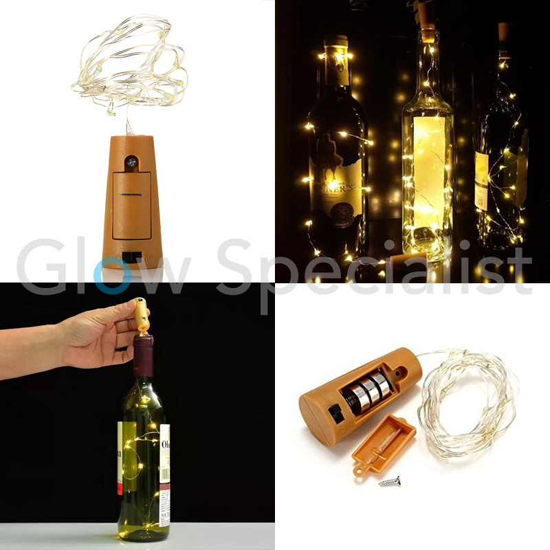 BOTTLE STOPPER WITH 8 LED - WARM WHITE - Glow Specialist - Glow Specialist