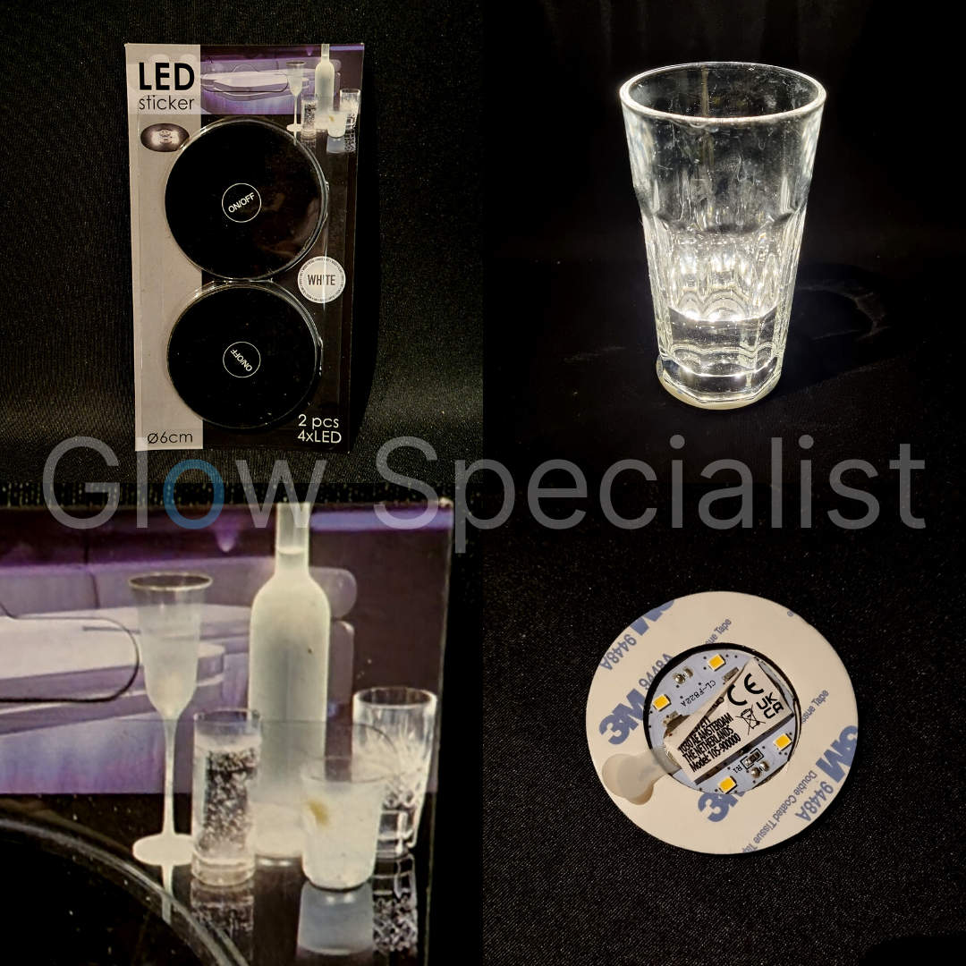 LED STICKER - WHITE - 6 CM - SET OF 2 - Glow Specialist - Glow Specialist