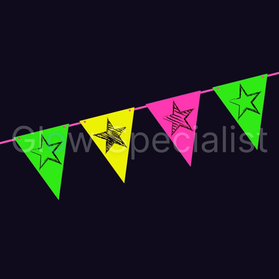 UV NEON FLAG LINE - STAR - 6 M - Glow Specialist