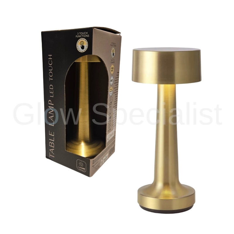 LED TOUCH TAFELLAMP - GOUD - OPLAADBAAR - 3 FUNCTIES -Glow Specialist ...