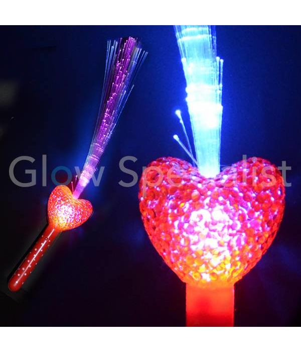 FIBER OPTIC WAND WITH RED LED HEART - Glow Specialist - Glow Specialist