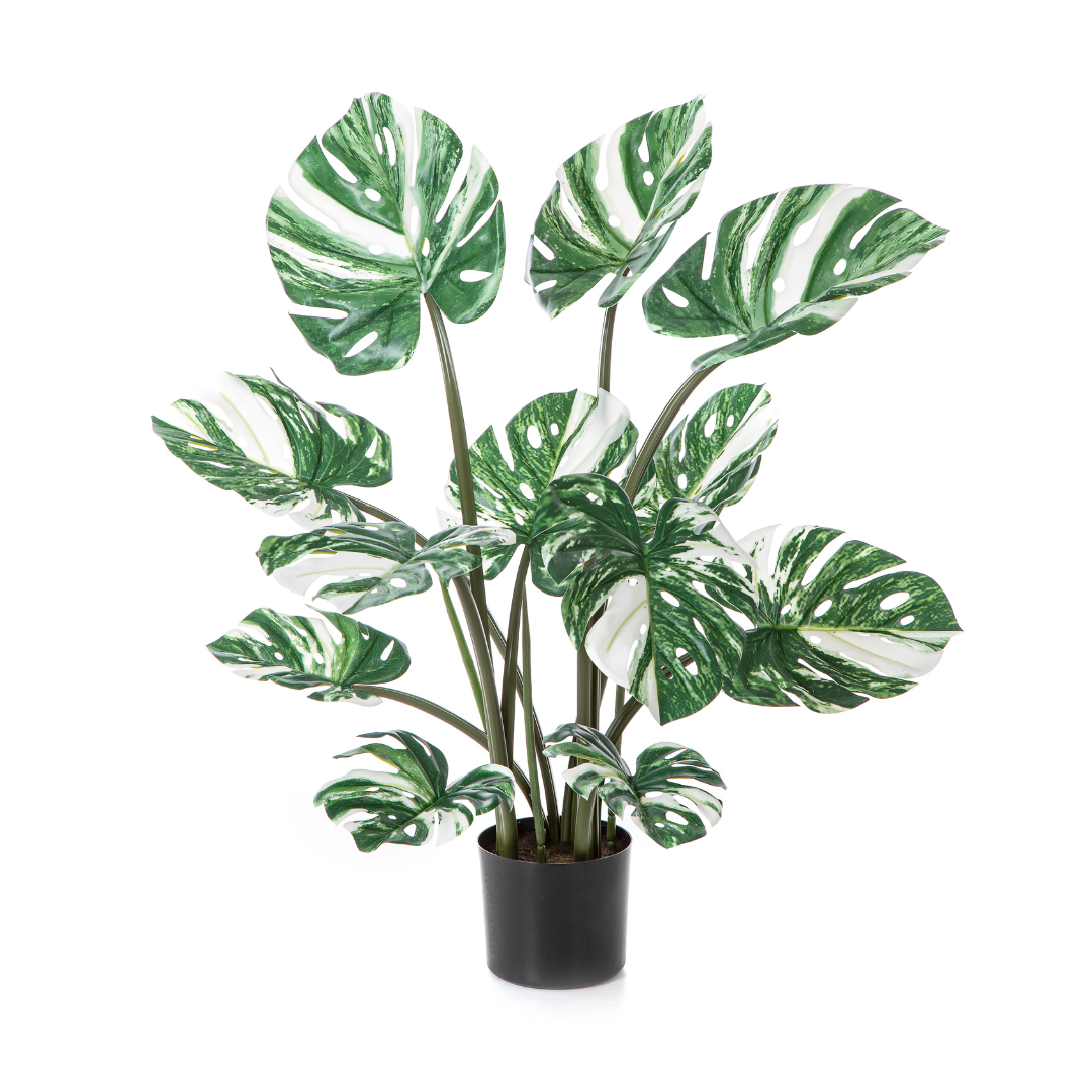 Monstera Deliciosa White artificial plant- 90 cm - Green Bubble