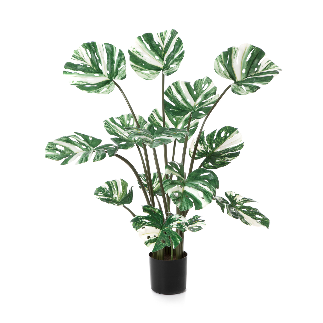 Monstera Deliciosa White artificial plant- 120 cm - Green Bubble