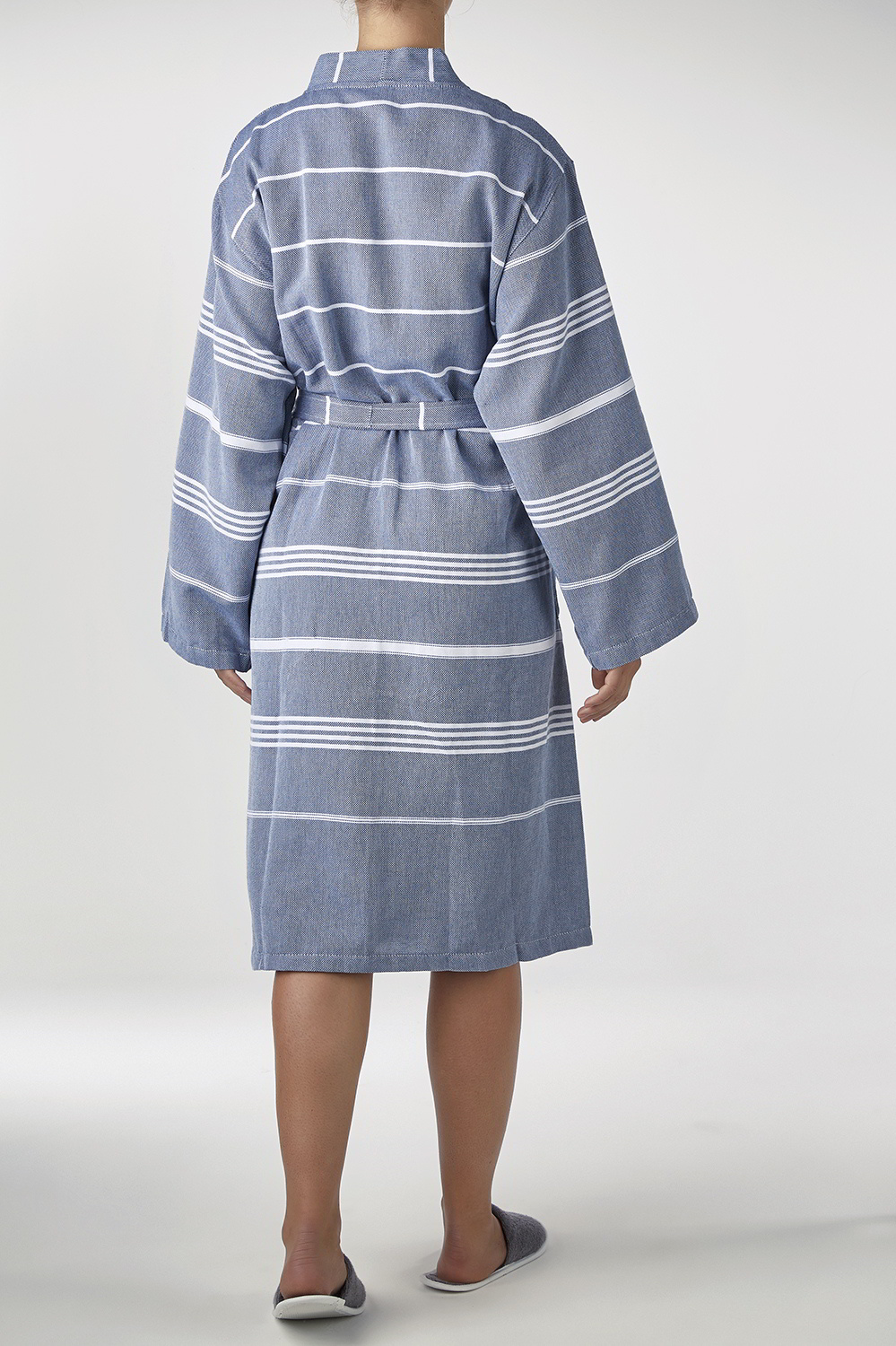 tijdloos katoenen badjas voor sauna met kimonokraag - Hamamdoeken.com