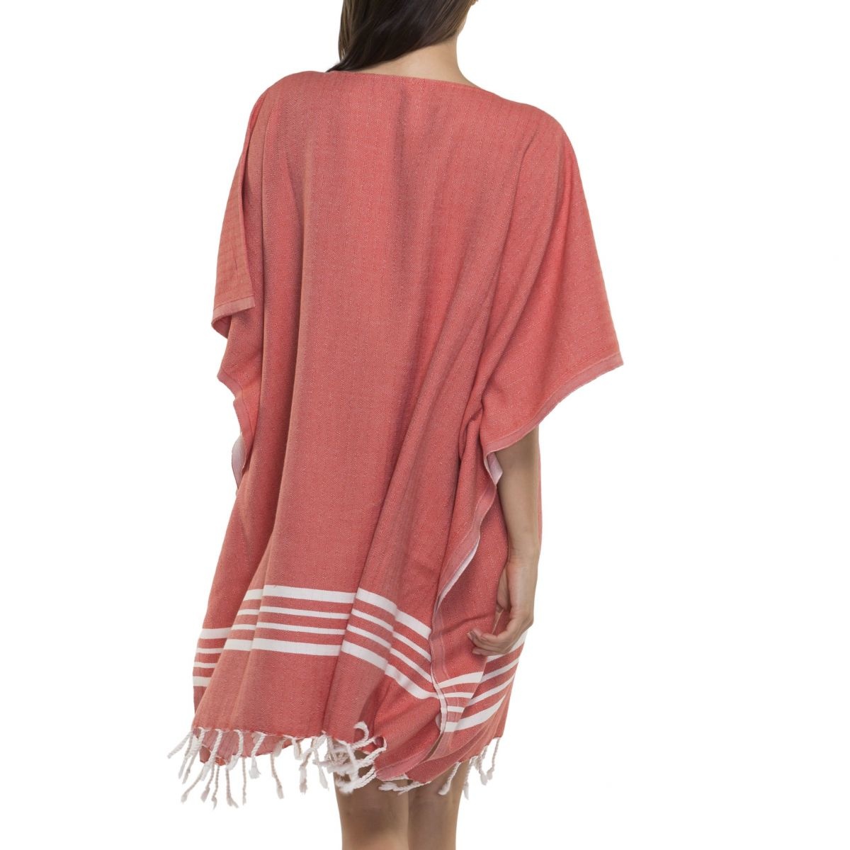 Veelzijdige strandtuniek in sprekend rood - Hamamdoeken.com
