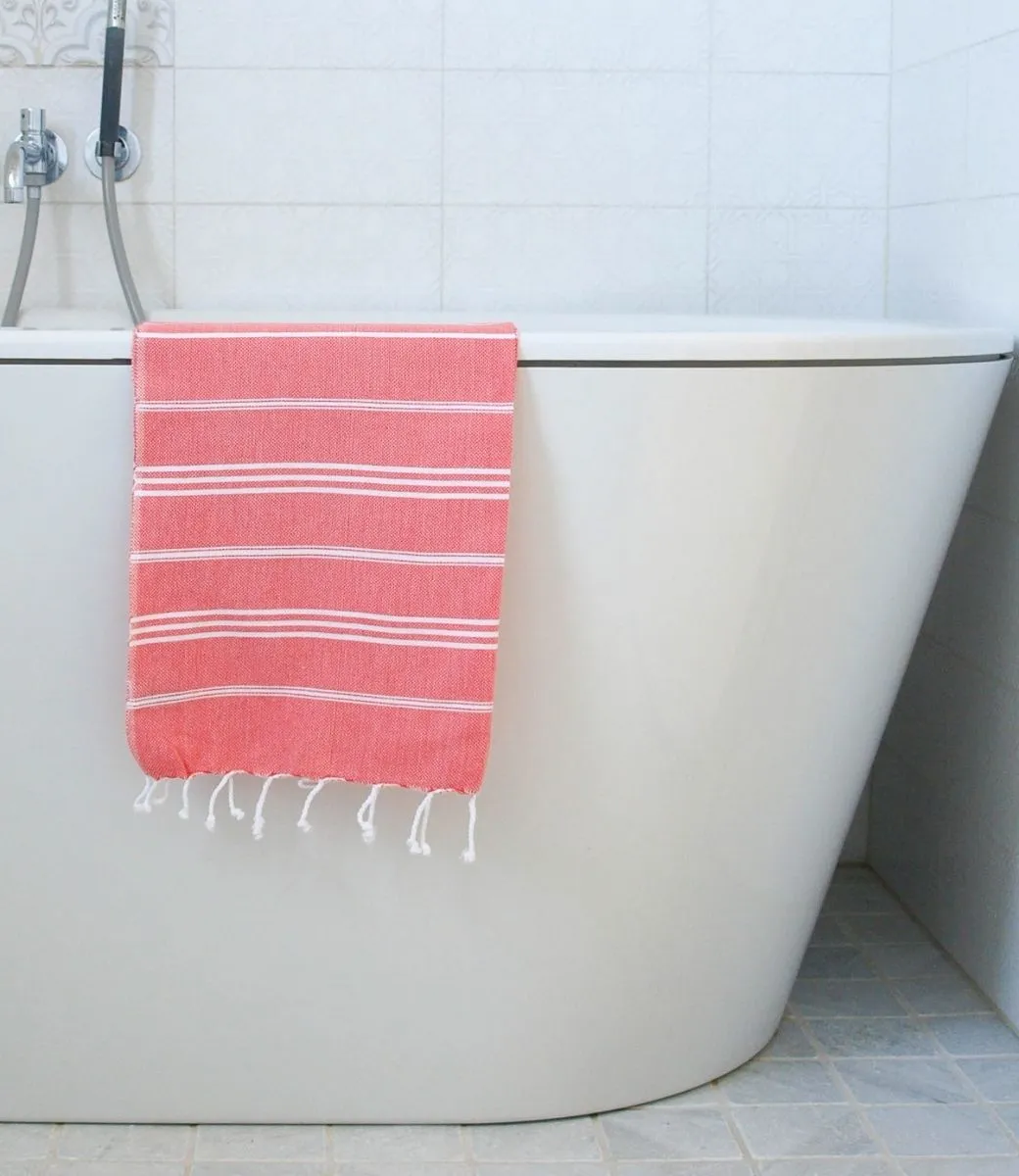 Koraalrode hamam handdoek kopen? Die bestel je voordelig bij ...