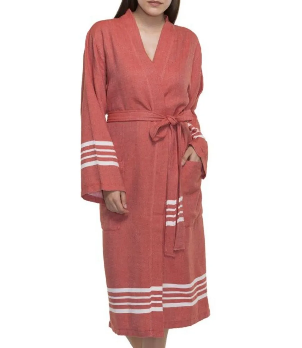 Luxe hamam badjas voor dames van 100% gekamd katoen - Hamamdoeken.com