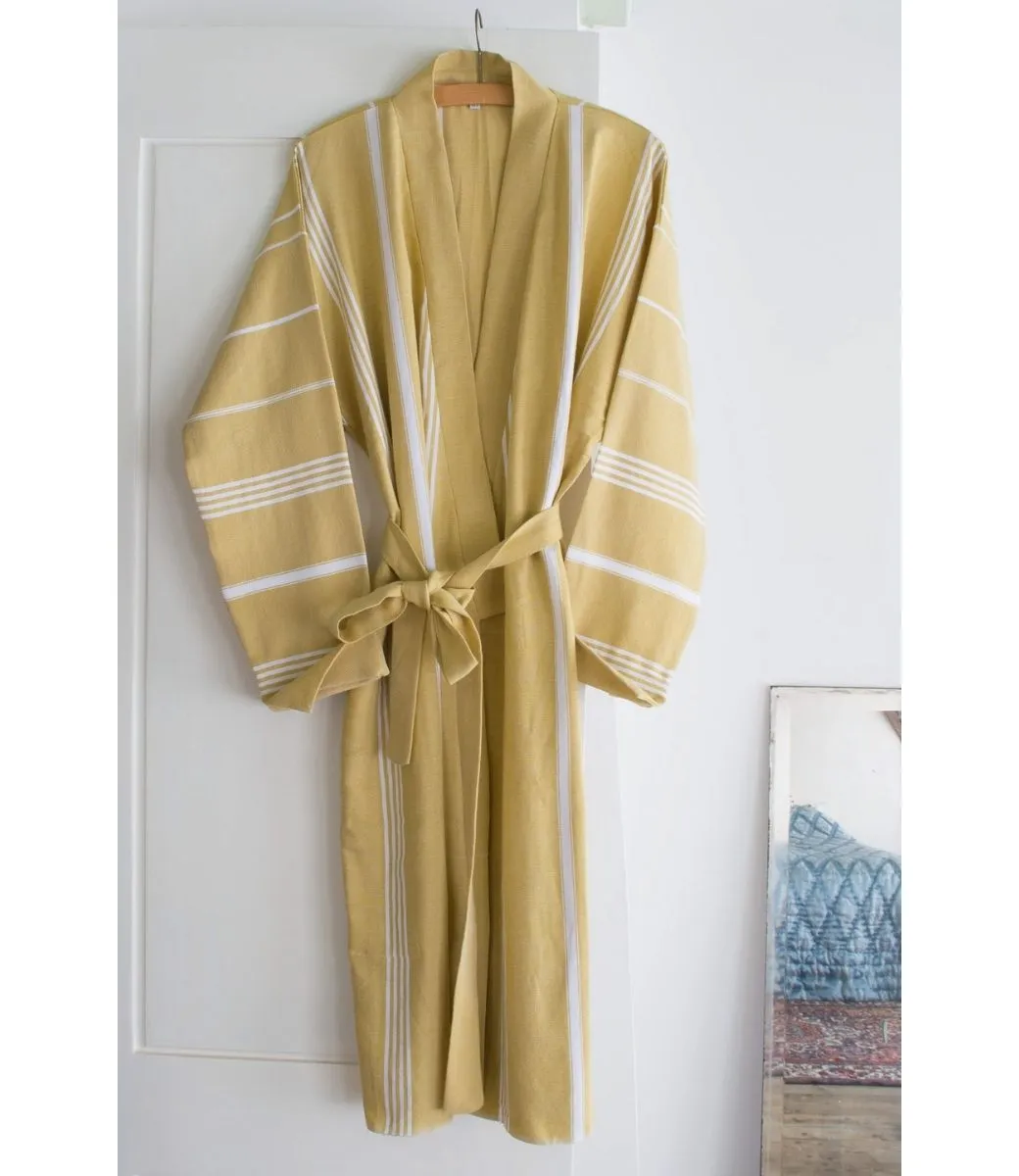 Deze hamam badjas in de trendkleur mosterd is perfect voor de sauna ...