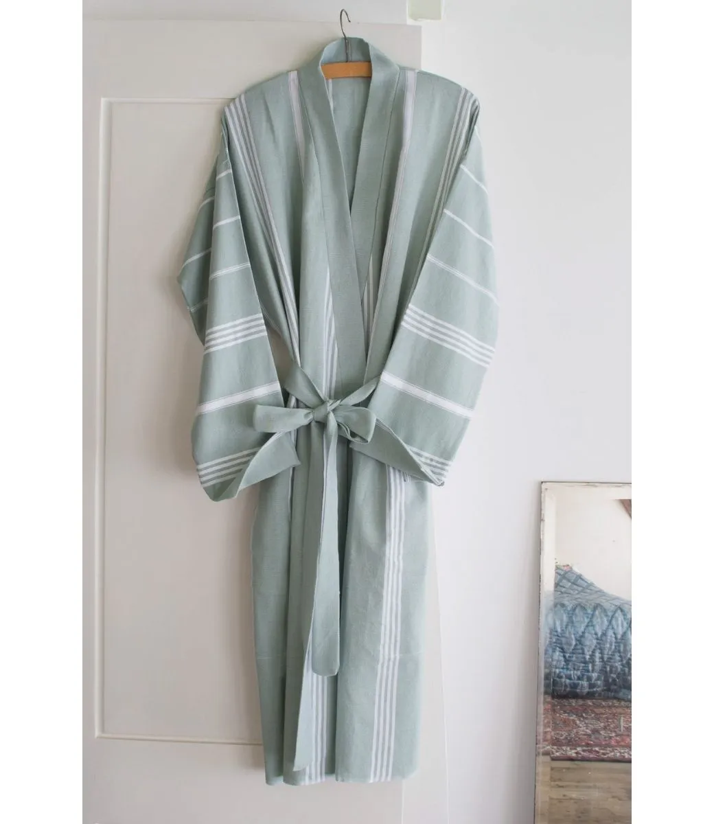 Ottomania hamam badjas grijsgroen – lichte katoenen sauna badjas ...