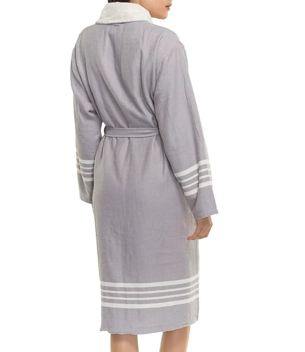 Luxe sauna badjas met badstof in de prachtige kleur taupe ...