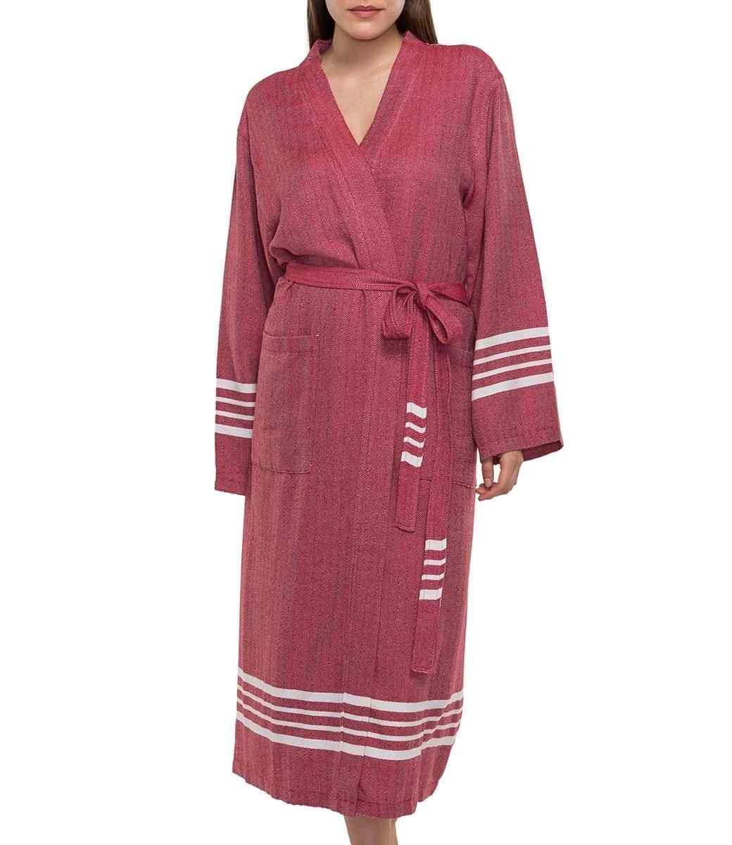 Luxe hamam badjas voor dames van 100% gekamd katoen - Hamamdoeken.com