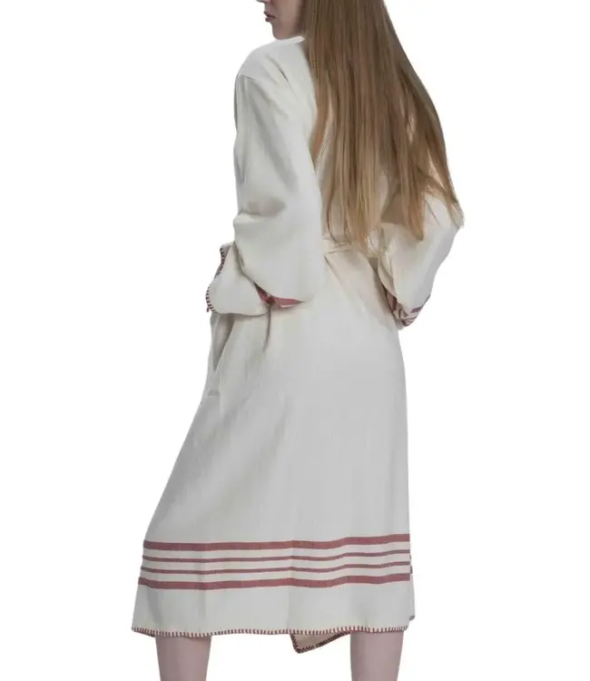 Dunne hamam badjas natural dusty rose | Krem Sultan - Hamamdoeken.com