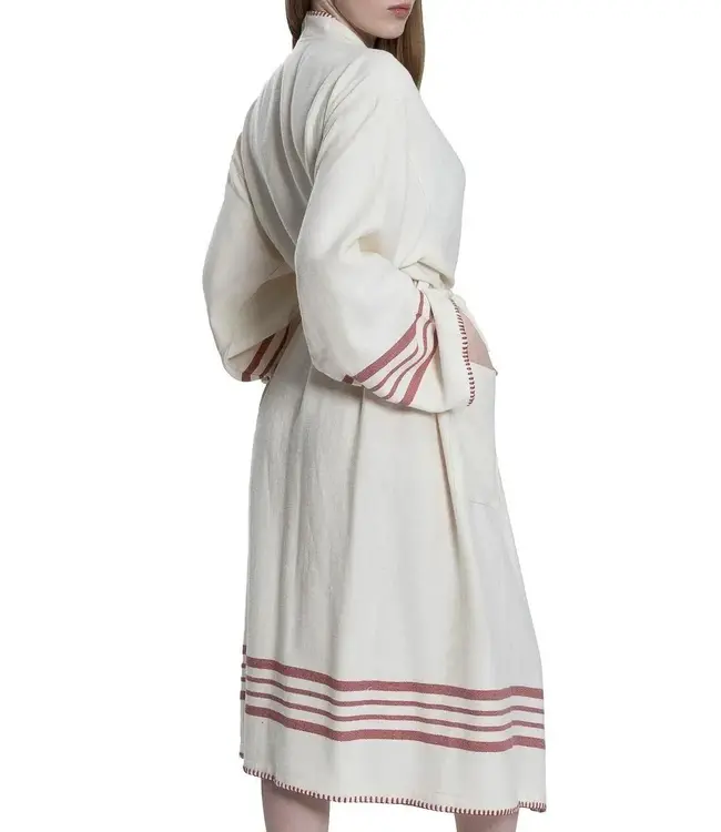 Dunne hamam badjas natural dusty rose | Krem Sultan - Hamamdoeken.com