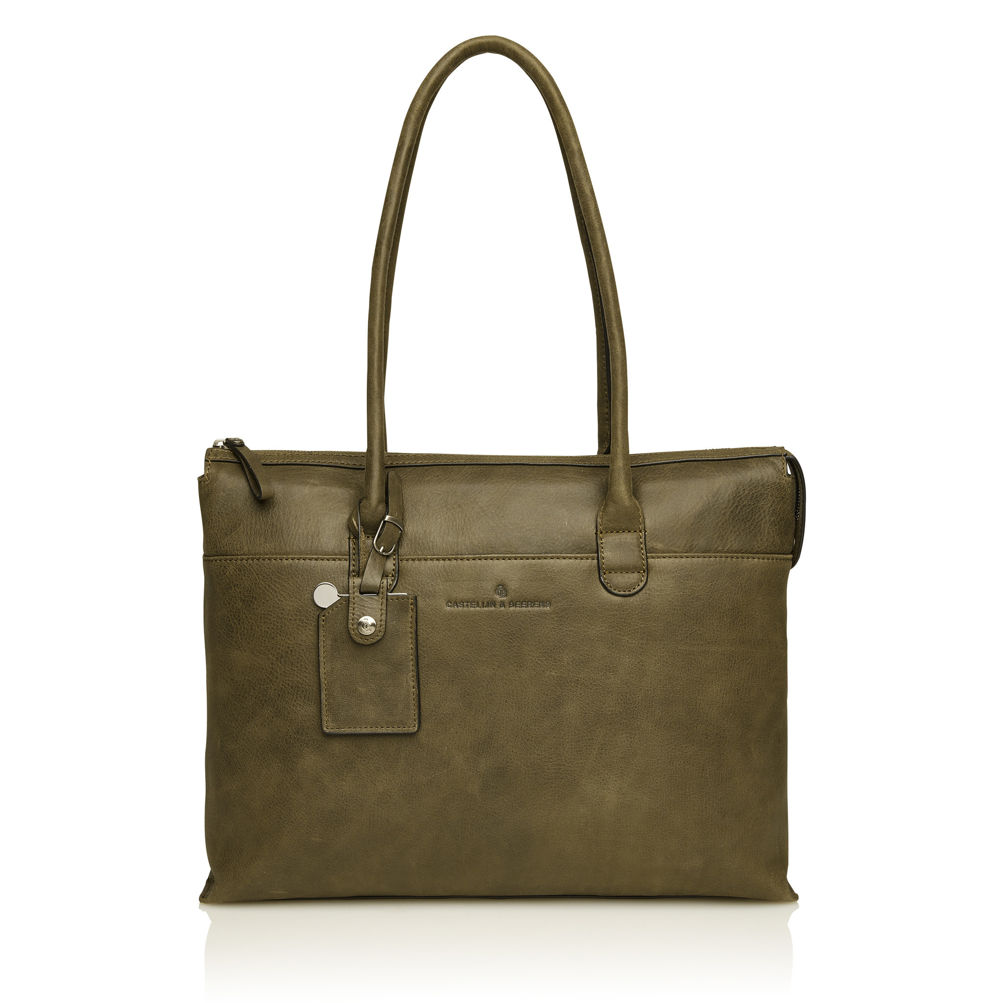 72 9761 groen, dames laptoptas, shopper - lederwarensahanshop.be