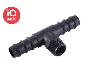 Plastic Male hose T-connector with external BSPT thread, Black | IQ ...