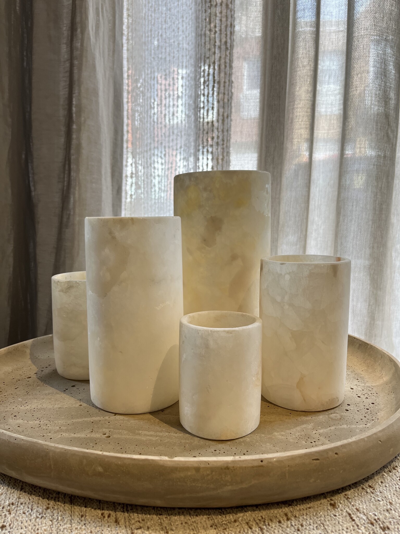 Alabaster Cilinder Tealight - NU PUUR & GROEN B.V.
