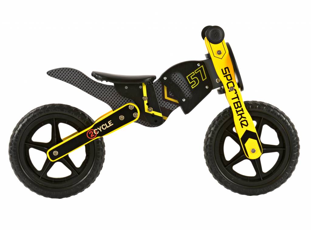 2Cycle Motor Loopfiets - Hout - Geel kopen | Prijskiller