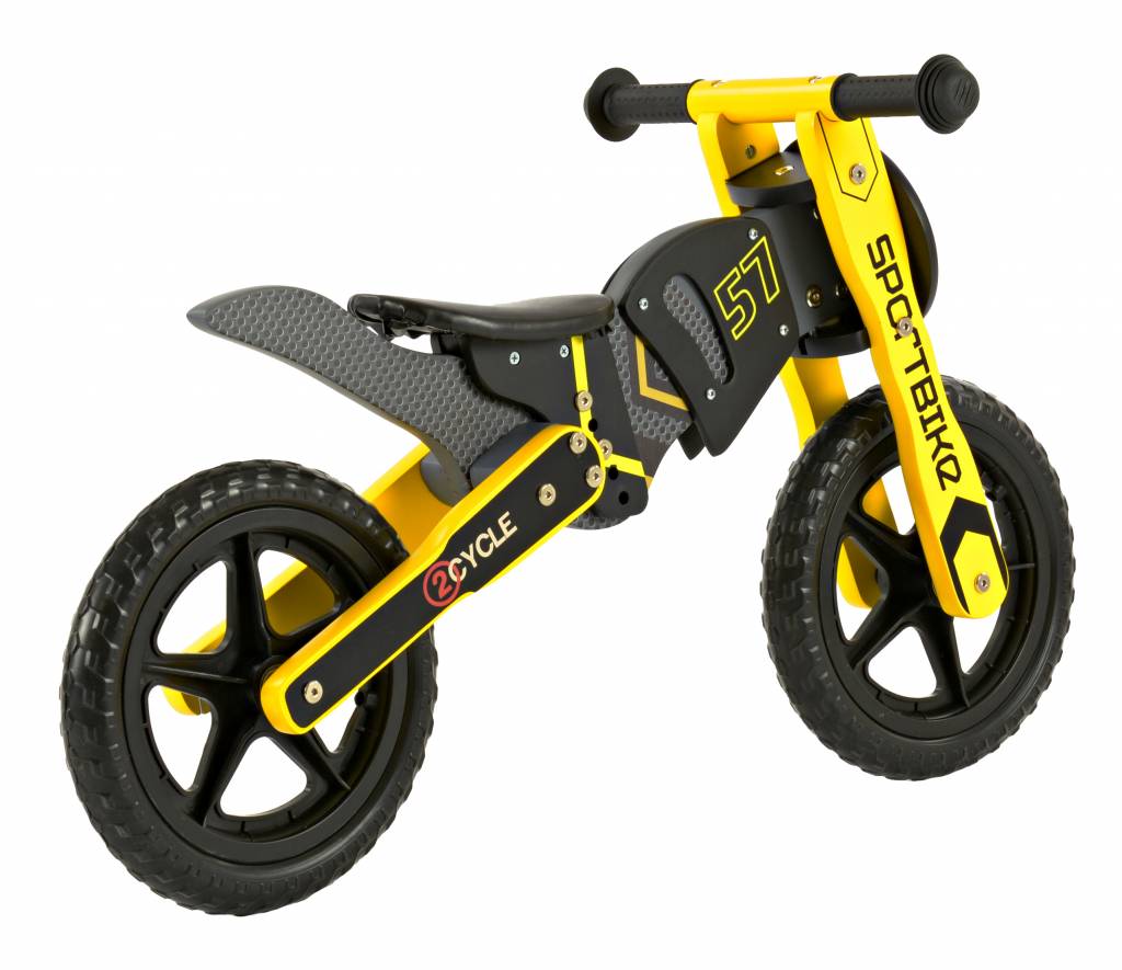 2Cycle Motor Loopfiets - Hout - Geel kopen | Prijskiller