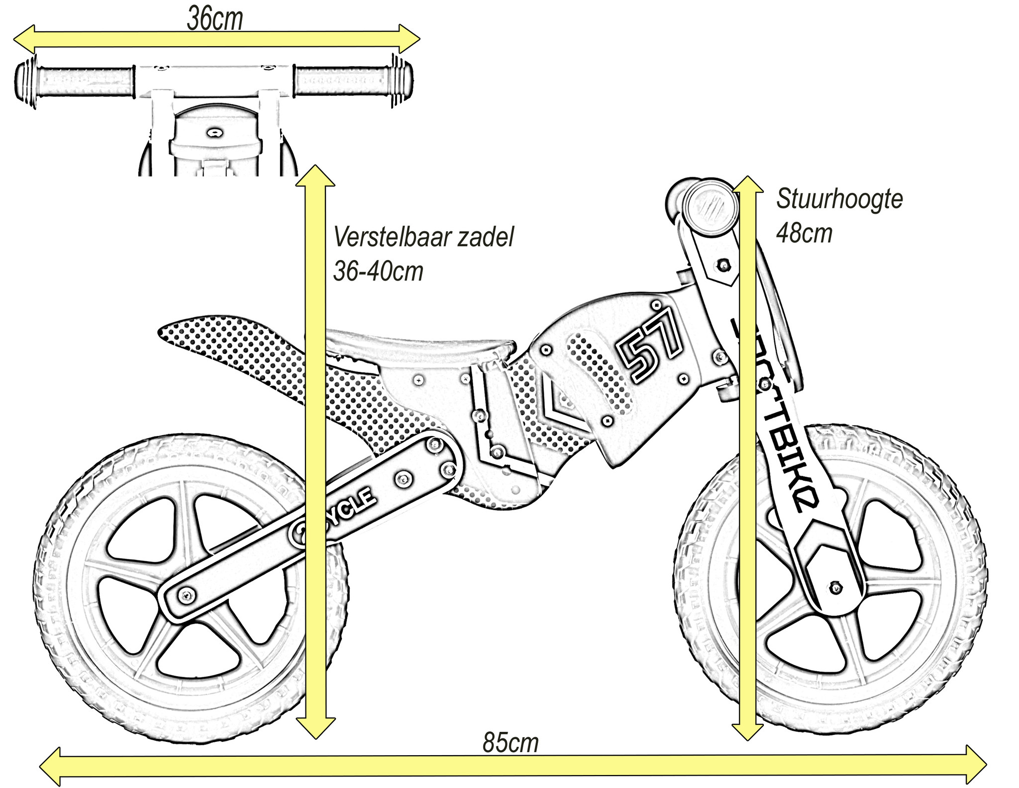 2Cycle Motor Loopfiets - Hout - Geel kopen | Prijskiller