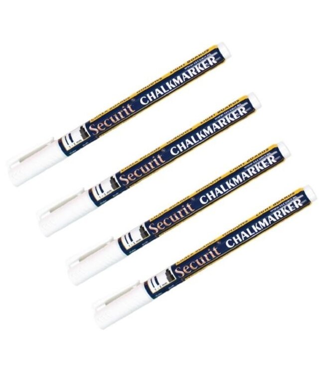 Vier wisbare witte stiften - 1x2mm punt uitwisbare stift - HorecaRama