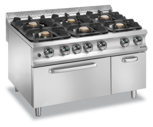 Gasfornuis | staand model | 6x 5,5kW | incl elektrische oven | (B)120x ...