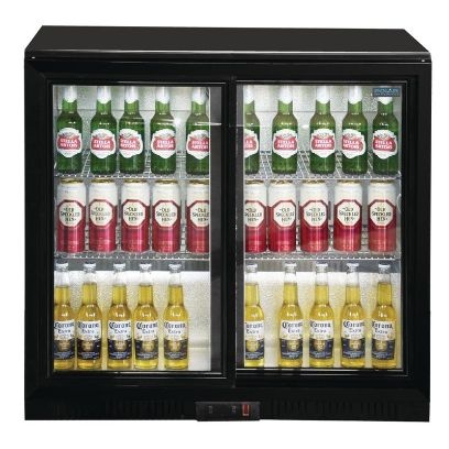 Bar dubbel display koeling - Schuifdeur zwart - 85cm - 198 Liter ...